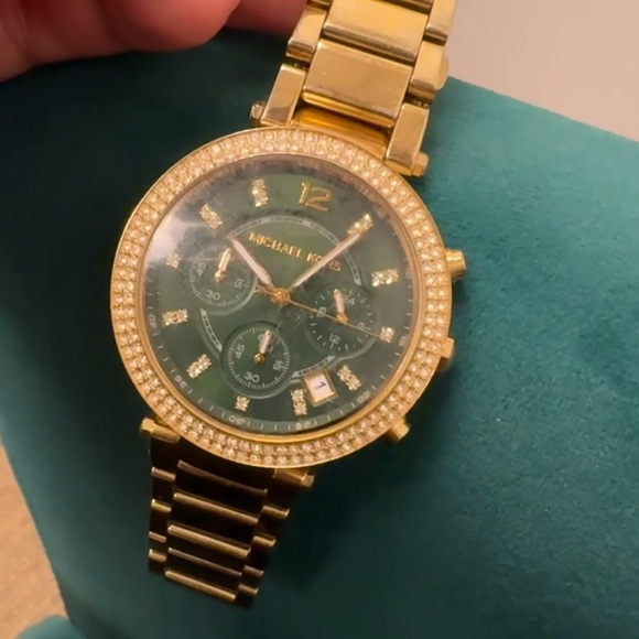 Michael Kors | Accessories | Michael Kors Gold Watch With Green Dial ...